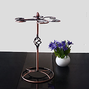 Sunnyac Scrollwork Bronze Wine Glass Rack, Elegant Freestanding Stemware Holder Stand with 6 Hooks, for Home and Bar Storage and Artistic Tabletop Display, Bird-style (Bronze 2)