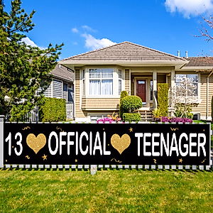 Labakita Large Happy 13th Birthday Banner, 13 Teenager Birthday Banner, 13th Birthday Decorations for Boy or Girl, Teen's 13th Birthday Photo Props