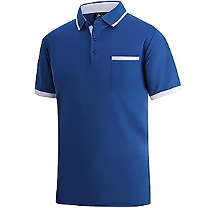 SWISSWELL Blue Polo Shirts for Men Short Sleeve T-Shirts Golf Tennis Outdoor Sport Shirt (Blue, 2XL)