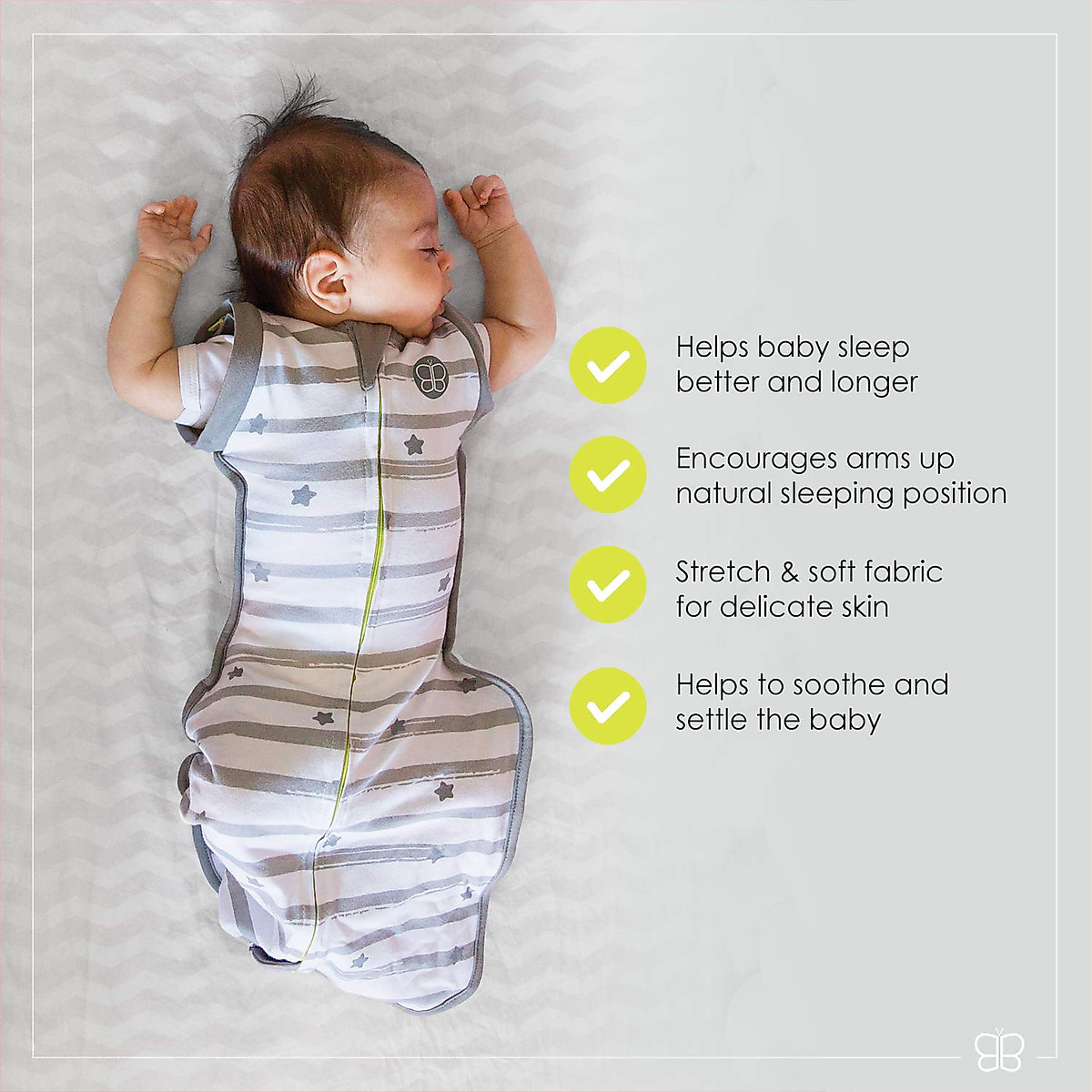 bblüv - Sleëp - Transition Zipper Swaddle Sack with Removable Sleeves -Arms Up Swaddle for Newborns and Infants - Extra Large