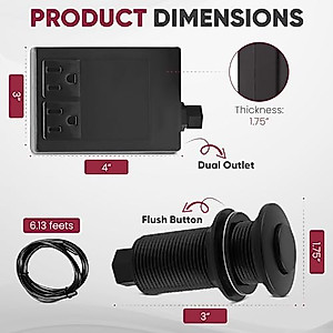 Westbrass ASB-B3-07 Sink Top Waste Disposal Replacement Air Switch Trim Only, Flush Button, Satin Nickel