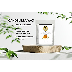Beesworks Candelilla Wax Pellets Approximately 1lb (16 Ounce) | 100% Pure Food Grade Vegan Wax for DIY Candle Making, Soap, and Lip Balm | Cosmetic Grade Wax