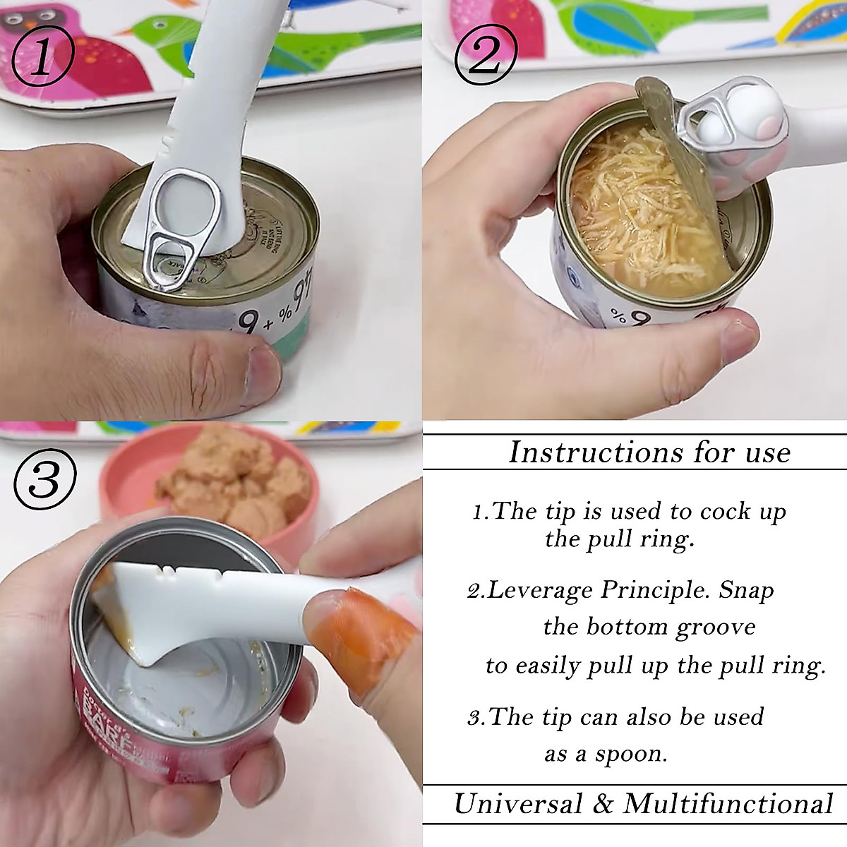 DORUI 3 Pcs Pet Food Can Lids & One Can Spoon | Cute Paw Shape Opener Spatula Cat Wet Food Spoon | Universal BPA Free Silicone Can Spoon & Covers for Dog Cat Cans(Pink)