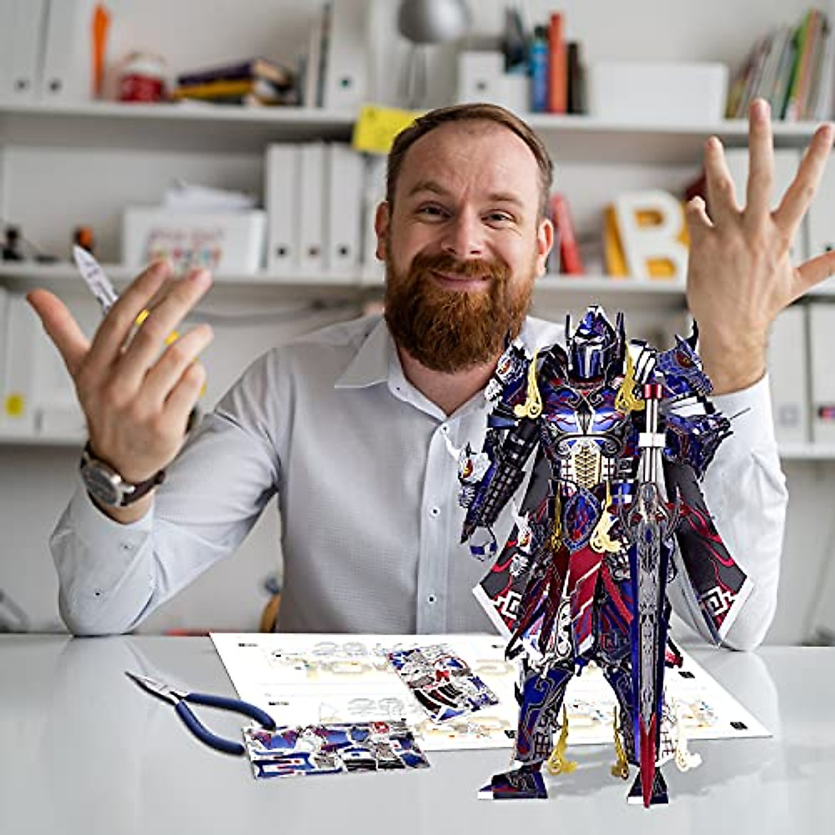 Piececool 3D Metal Puzzles Mecha Model Kits-The Titan Figure Model Building Blocks Kits for Adults, DIY Brain Teaser 3D Puzzle for Men Teen Students Hobbies Fidget Toys Gifts -157 Pcs