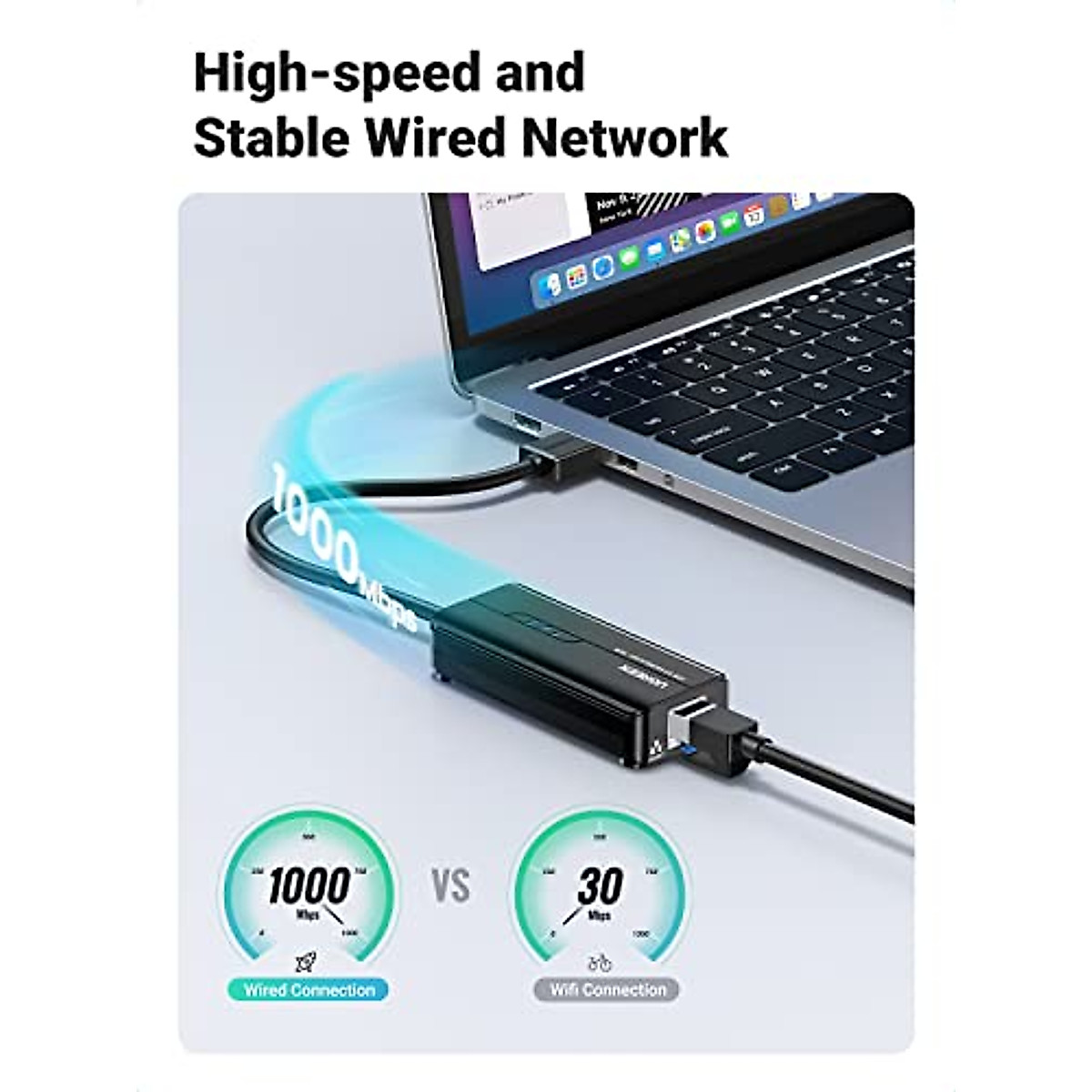UGREEN USB 3.0 Hub Ethernet Adapter 10 100 1000 Gigabit Network Converter with 3 USB 3.0 Ports Hub Compatible with Laptop PC Nintendo Switch MacBook Mac Mini Surface XPS Windows Linux macOS, and More