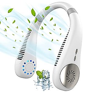Portable Neck Fan, Personal Fan, Hands Free Semiconductor Cooling Bladeless Fans, 4000mAh Rechargeable Leafless Mini USB Fan, 3 Speeds, Colorful Lights for Outdoor Home Office Gift