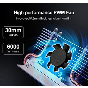 ICY BOX Aluminum Alloy Heatsink with Fan for The Most Heat Dissipation with Silicone Thermal Pad Designed Specially for M.2 SSD 2280 DIY Desktop PC SSD Black