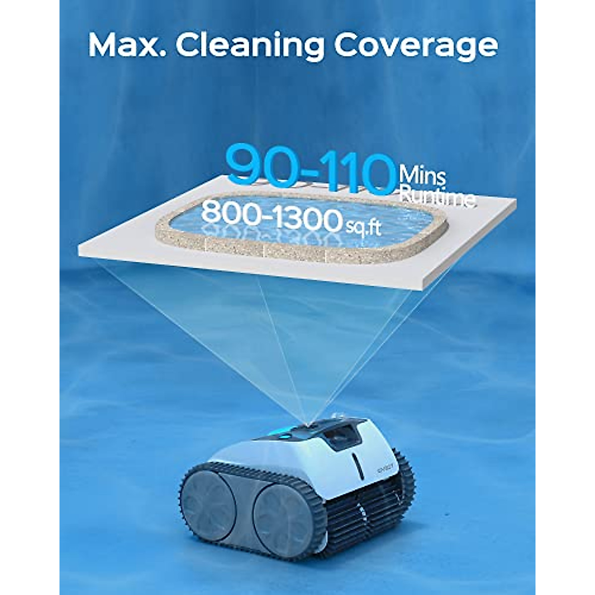 WYBOT Cordless Robotic Pool Cleaner, Ultra Strong Suction, Wall Climb Pool Vacuum with Intelligent Route Planning, Lasts 110Mins, Triple-Motor, Ideal for In-Ground Pools Up to 60 Feet (Black)