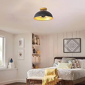 JackLove Semi Flush Mount Ceiling Light Fixture,Hammered Metal Shade Closed to Ceiling Lamp,3-Light Modern Industrial Ceiling Light for Hallway Entryway Foyer Living Room Badroom