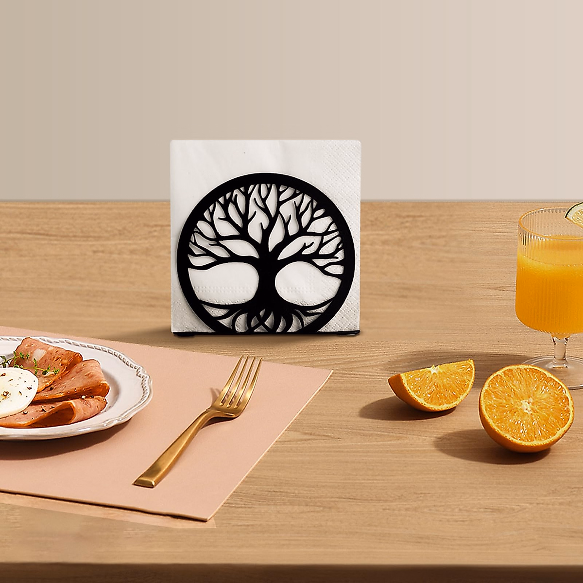 MSJGA Napkin Holder for Table, Standing Napkin Dispenser Outdoor Farmhouse Black Cocktail Napkin Holders for Kitchen Coffee Shop Dining Room (4.7"x 1.6"x 4")