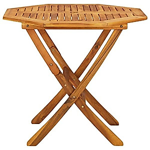 vidaXL Solid Acacia Wood Folding Patio Table Garden Outdoor Lawn Yard Terrace Balcony Backyard Wooden Dining Bistro Table Furniture
