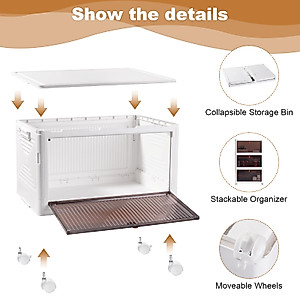 Large Capacity Stackable Storage Bins - Organize Storage Bins Plastic 3 Tier 96Qt White, Stackable Storage Containers with Lids 24Gal, Durable Foldable,Storage for Clothing, Toys, Tools, Books...