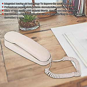 M ugast Corded Telephone,Wired Mini Slim-line Table/Wall-Mountable Telephone Landline,for Office/Hotel/Bedroom/Elevator/Bathroom,Beige