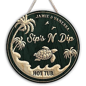Hyturtle Custom Hot Tub Wooden Sign 8' 12' 18', Personalized Hot Tub Sign, Hot Tub Decor, Jacuzzi Signs, Custom, Pool Sign, Lake Sign, Custom Hot Tub Sign, Turtle Sign.