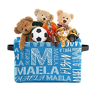 ZAACUSTOM Foldable Personalized Toy Box for Boys Girls with Name Waterproof Kids Custom Storage Bin Baskets Cube Boxes Organizer with Handles for Organizing Shelf Closet, 1 Pack