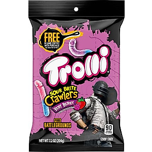 Trolli Sour Brite Crawlers, Candy, Very Berry, Sweet and Sour, Gummy Worms, Back to School Sweet Treat, 7.2 oz