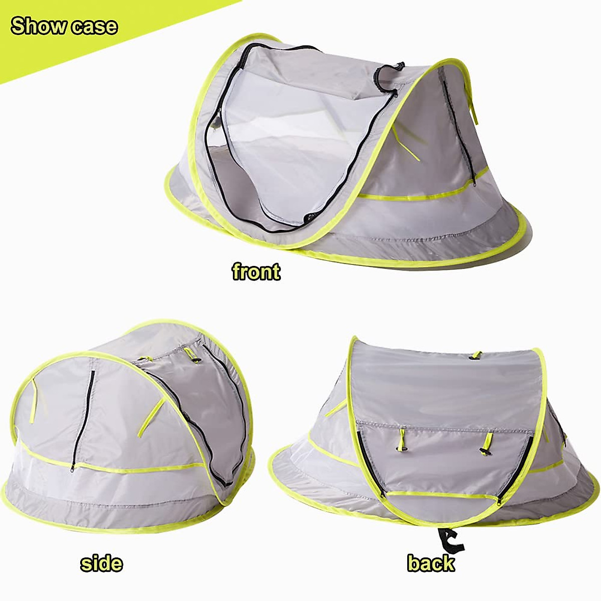 Green Pipe Baby Pop Up Tent - UPF 50+ Sun Shade with Mosquito Net, Beach Umbrella for Girls & Boys