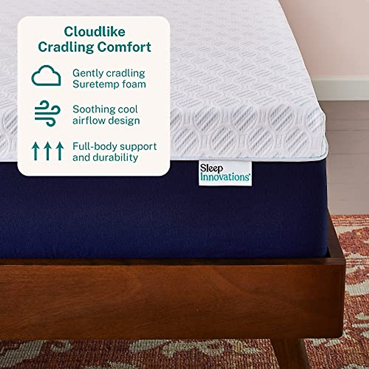 Sleep Innovations Shiloh 14 Inch Memory Foam Mattress With Ventilated Suretemp Foam For Breathability, Queen Size, Bed In A Box, Medium Firm Support