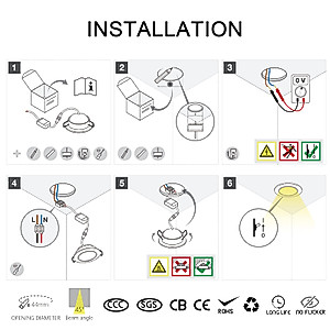 JOYINLED Pack of 10 LED Recessed Mini Spotlights 3W Warm White 3000K + Driver Under Cabinet Light Fixtures Ceiling Downlight for Closet Kitchen Accent Lighting