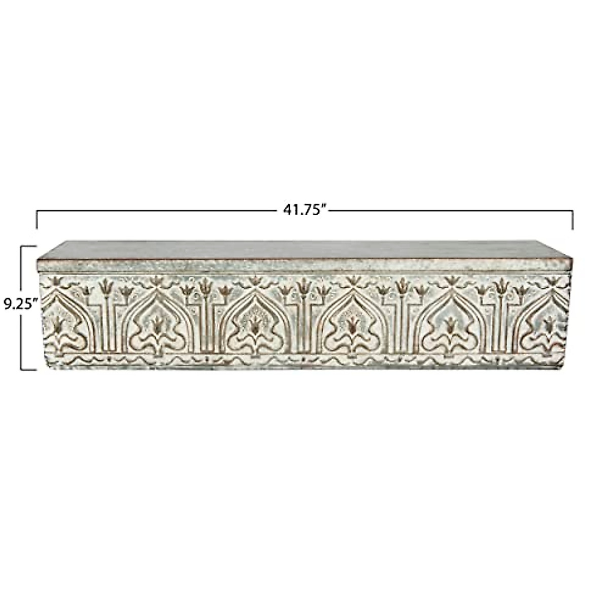Creative Co-Op White & Grey Decorative Metal Wall Shelf, Zinc