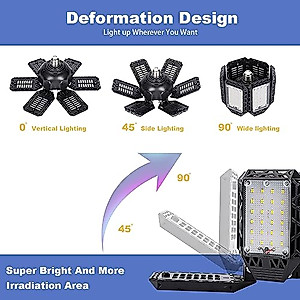 2-Pack 160W LED Garage Light with 6+1 Multi-Position Panels - 16000LM 6500K E26/E27 Deformable LED Ceiling Lights, Easy-Installation LED Lights, Workshop,Basement Bay