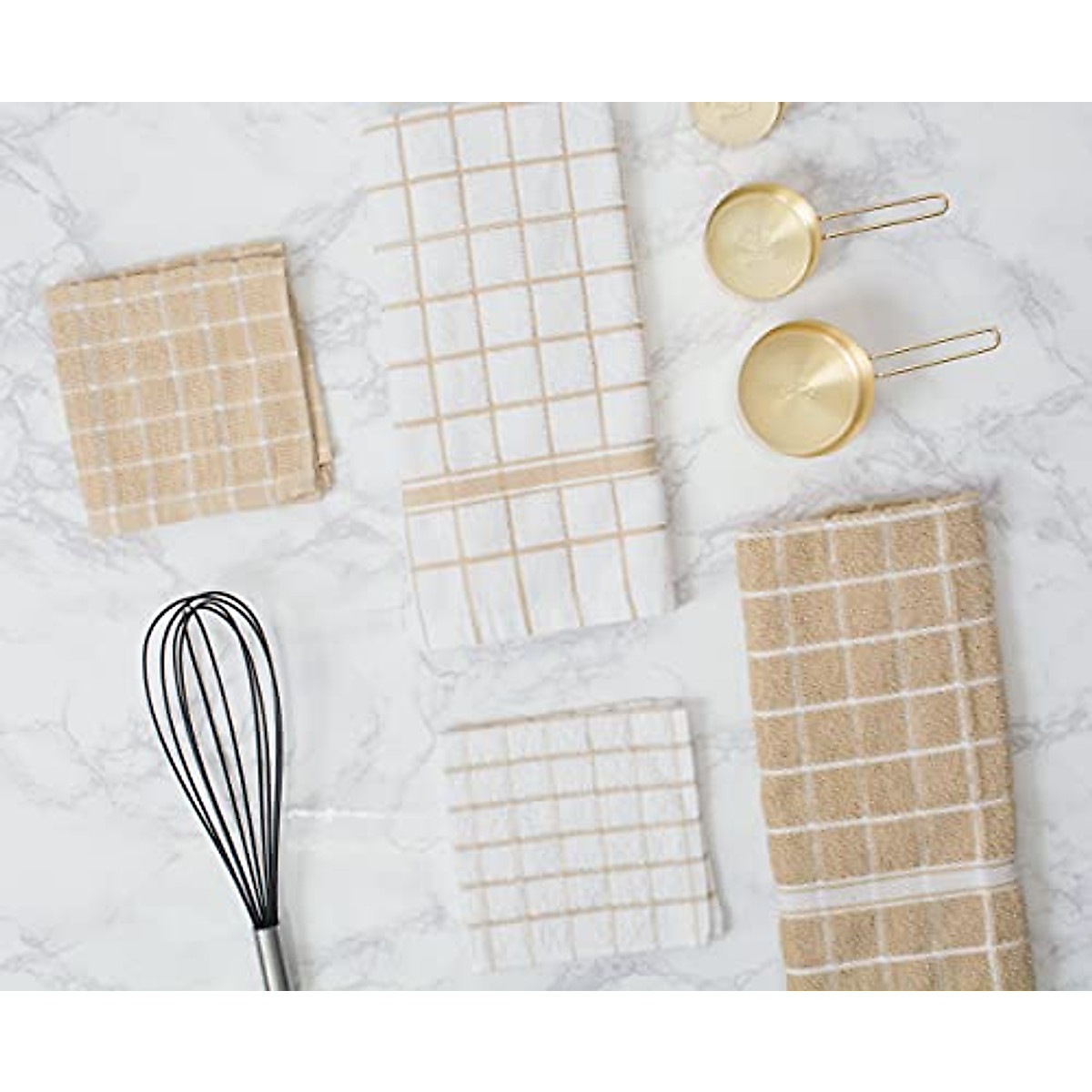 DII Basic Terry Collection Windowpane Dishcloth Set, 12x12, Pebble, 6 Piece