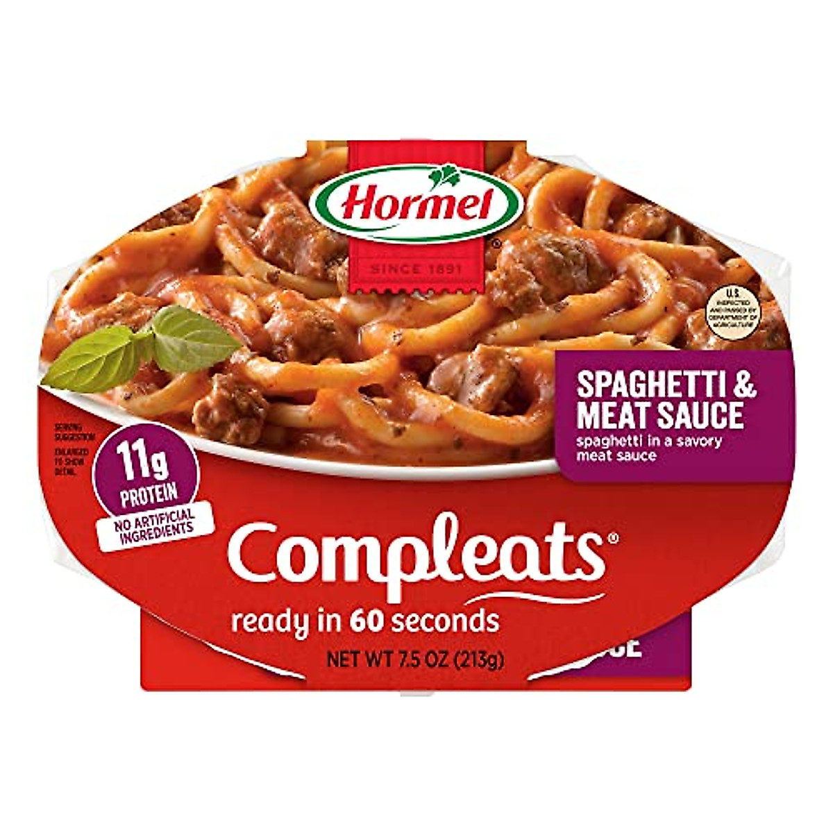 HORMEL COMPLEATS Spaghetti & Meat Sauce Microwave Tray, 7.5 oz. (7 Pack)