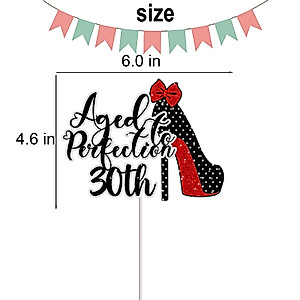 30th Birthday Cake Topper for Women Her Thirty and Fabulous Aged Perfection to 30th Birthday Party Decorations Supplies Cheer to Dirty 30 Cake Decorations