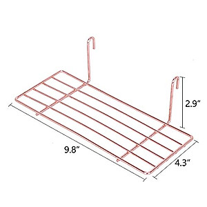 GRIDYMEN Straight Shelf for Wire Wall Grid Panel,, Wire Wall Organizer and Display Shelf, Small Wall Shelf Rack for Succulent, Flower Pot and Wall Decor, Size 9.8" x 4.9" x 2.9", Rose Gold