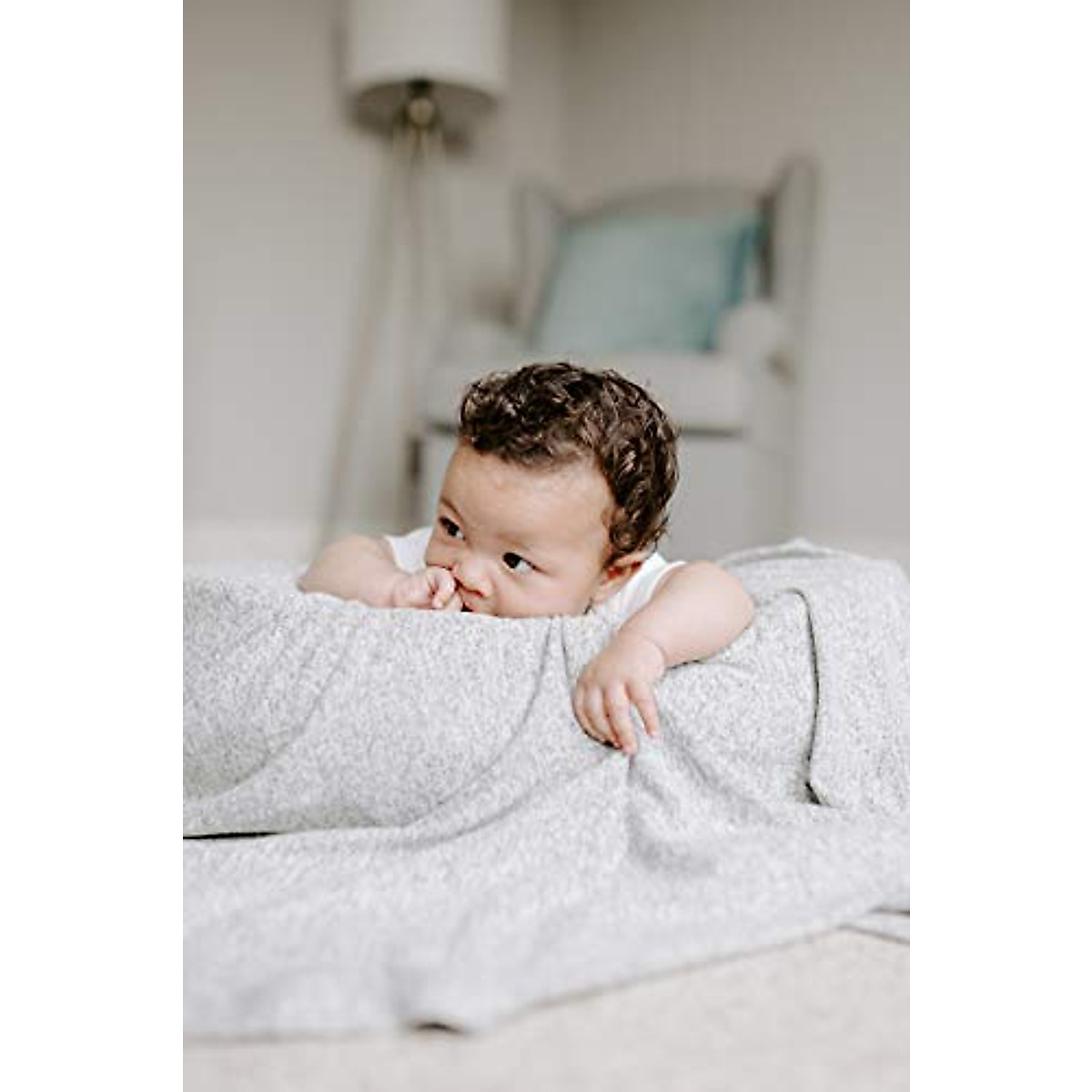 aden + anais Snuggle Knit Baby Swaddle Blanket for Newborn Girl and Boy, Versatile Stroller Cover, Burp Cloth, Nursing Shield, 47 x 47 Inch, Heather Grey