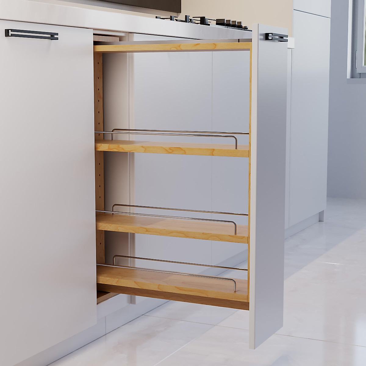 Dowell 8" Base Filler Pullout with Adjustable Shelves (4005 0630B)