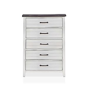 Furniture of America Gladio Modern 5-Drawer Wood 30 in. Chest, Tall Dresser for Bedroom, Kids Room, Nursery, White and Gray