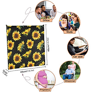 ALAZA Sunflower Print Yellow Floral Chair Pad Seat Cushion for Office Car Outdoor Indoor Kitchen, Soft Memory Foam, Back Pain, Coccyx & Sciatica Relief, 15.7x15.7 in