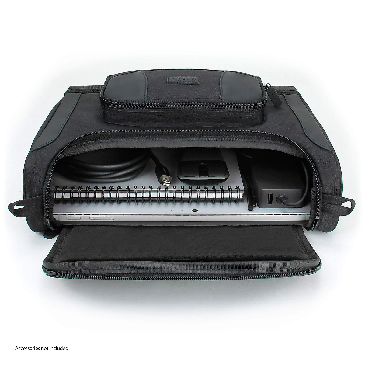 USA Gear Small Messenger Bag Compatible with Microsoft Surface Pro 11th Gen, Surface Pro 10, Pro 9, Pro 8 - Shoulder Bag Travel Tablet Bag Fits Surface Accessories, Charger, Keyboard, Mouse (Black)