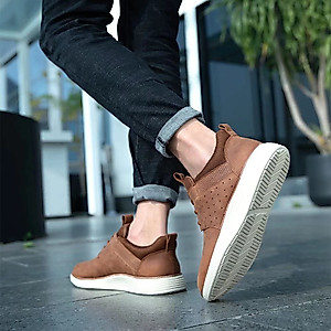 Arkbird Leather Loafers, Casual Slip-On Sneaker Shoes for Men Dark-Brown 11