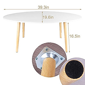 MyHarney Oval Coffee Table Midcentury Modern Coffee Table Wood Coffee Table Modern Coffee Table for Living Room, Small Modern Furniture for Home, 39.3" D x 19.6" W x 16.5" H