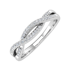 10K White Gold Diamond Twisted Wedding Band Ring (0.13 Carat) (Ring Size 6) (I1-I2 Clarity)