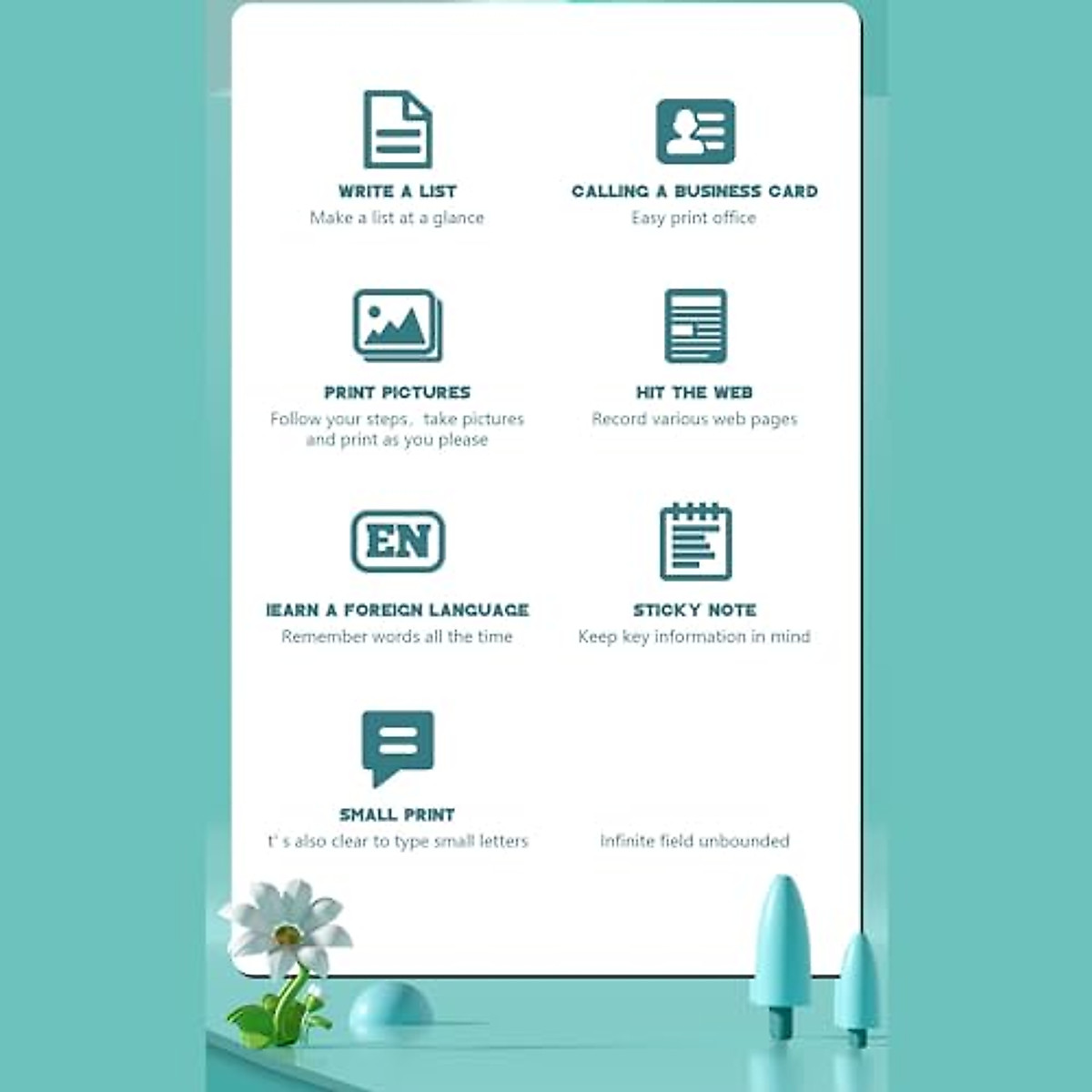 KIMISS Mini Pocket Printer Portable Thermal Printer with Printing Paper for Photos, Journals and Learning Materials | High-Efficiency Study Aid | Portable Office (Blue)