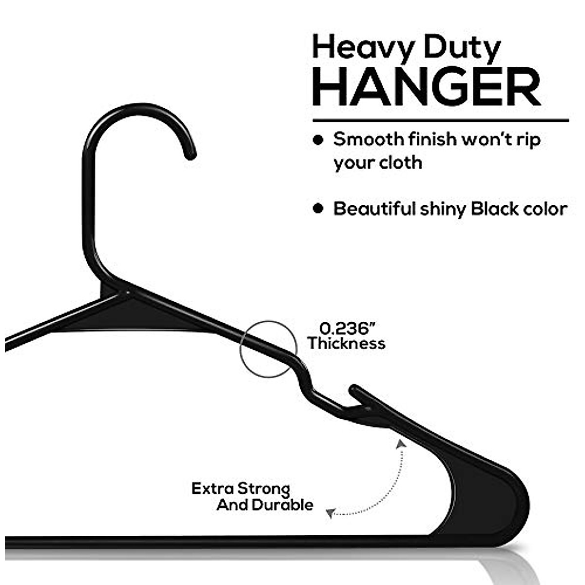 Utopia Home Clothes Hangers 50 Pack - Plastic Hangers Space Saving - Durable Coat Hanger with Shoulder Grooves (Black)