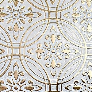 24-Pack of 8 x 8" Paper Wall Tiles Peel and Stick Kitchen Backsplash. Renter Friendly Paper Backsplash in Metallic Gold Pastel Painted Design. Self Stick Paper Wall Tiles for Your Home
