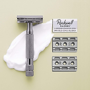 ROCKWELL RAZORS 6C Gunmetal Chrome Double-Edge Safety Razor with 6 Adjustable Shave Settings and 5 Blades