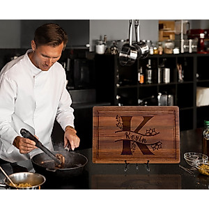 Custom Monogrammed Gifts for Christmas, Personalized Cutting Board, Charcuterie Board, Letter A-Z Engraved, Special Gift for Women, Men, Her, Him, Monogram Letters for Mom, Grandma, Made in USA