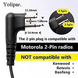Yolipar 10 PCS CP200D RDM2070D Surveillance Earpiece Compatible with Motorola Radio CLS1410 CLS1110 CP200 GP300 GP2000 Walkie Talkie Radio with PTT Mic Tansparent Acoustic Tube Headset