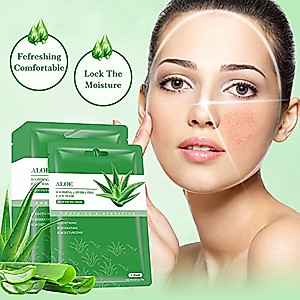 Aloe Vera Soothing Mask Hydrating Face Masks Skincare Moisturizing Facial Sheet Mask Skin care for Dry, Oily, Sensitive Skin Face Mask for Acne, Sun Care, Calming, 25ml/0.88oz, Pack of 10