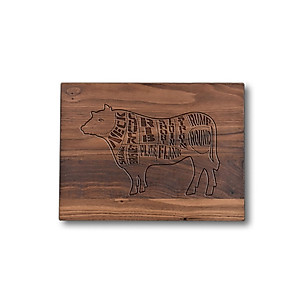 Angus Beef Cuts of Meat Engraved Wooden Cutting Board - Nice Grilling Gift Idea Butcher BBQ Chef Pitboss Birthday Present - Wood Cow Chopping Block Kitchen Decor - Handmade in USA - Small Walnut
