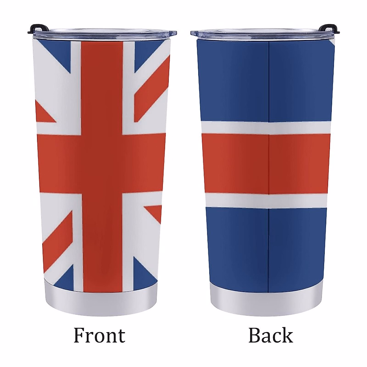 Union Jack UK Flag Travel Coffee Mug with Lid Stainless Steel Car Tumbler Vacuum Insulated Cup Double Wall 20 Oz