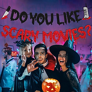 Movie Night Party Decoration Do You Like Scary Movies Banner Hallow Horror Movies Night Party Decor Have a Killer Scream Party Decor Halloween Bloody Slayer Murder theme Spooky Creepy Event