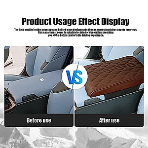 Dewkou 1 Pack Auto Center Console Pad, Memory Foam Car Leather Arm Rest Covering, Universal Waterproof Armrest Box Booster Pad, Anti-Scratch Cover for Car Armrest Box, for Most Vehicle (Coffee)
