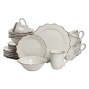 10 Strawberry Street Oxford Dinnerware Set, 24 Pc, Cream