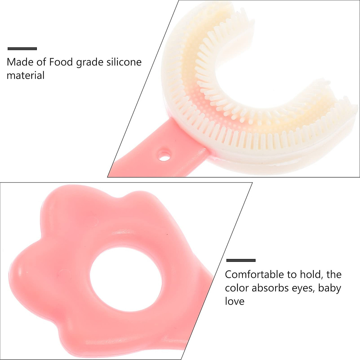 DOITOOL Silicone Toothbrush U Shape Toothbrush Manual Training Toothbrush Waterproof Soft Oral Cleaner for Child 12pcs